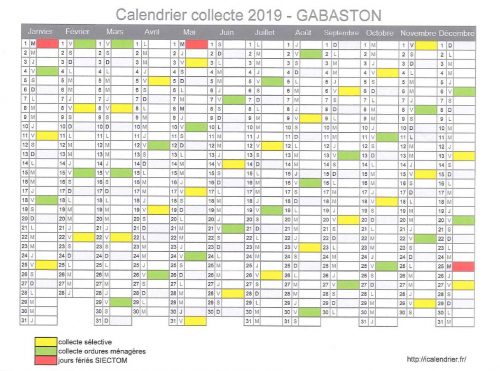 Calendrier de la collecte des déchets 2019 – Commune de Gabaston ...